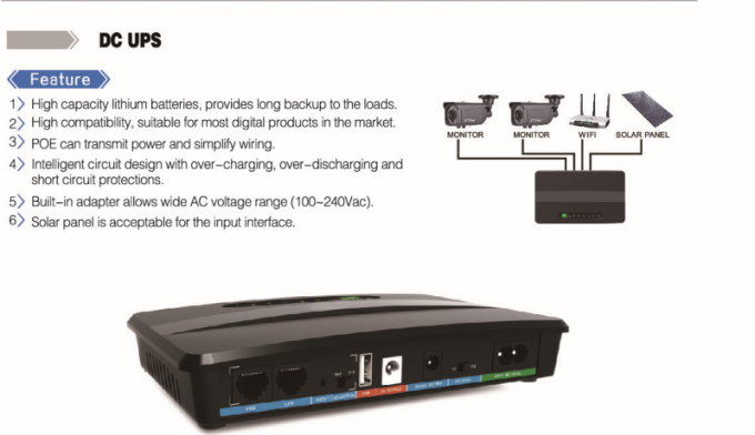 12W-60W Mini DC UPS Overload/Short Circuit/Over Temperature/Reverse ...